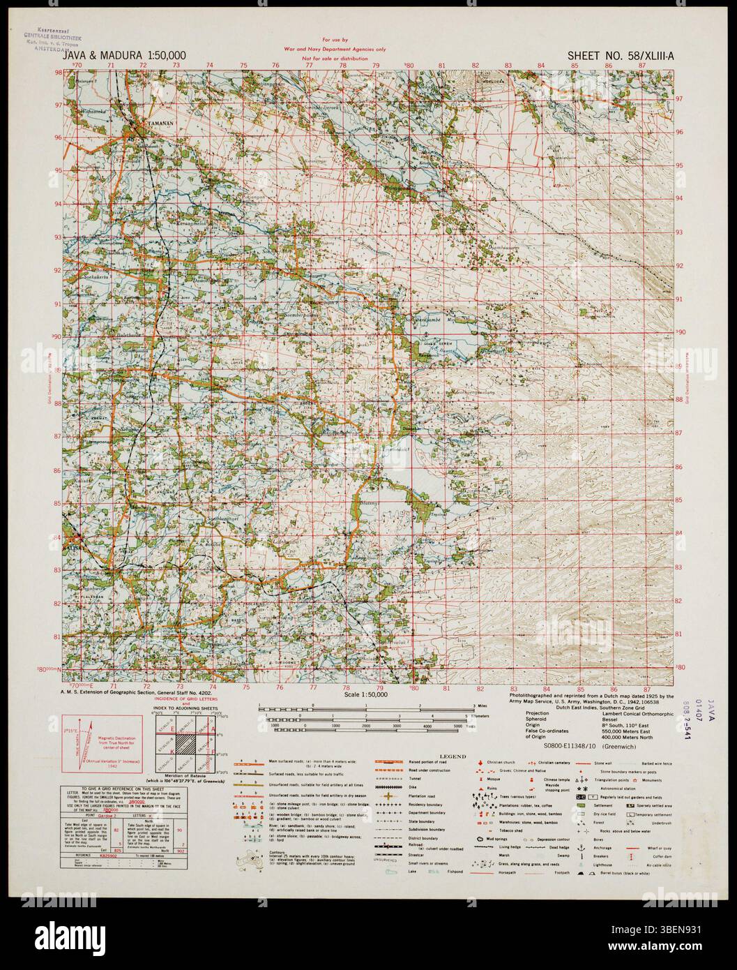 This page from the 'Java & Madura 1:50,000' map series shows ...