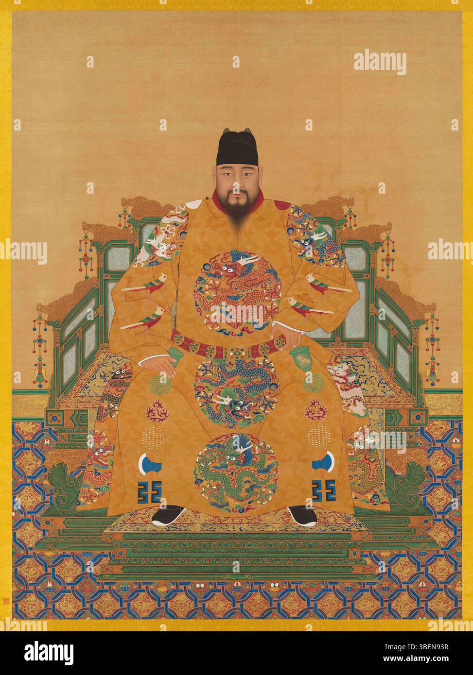 This seated portrait depicts Emperor Ming Yingzong, a ruler from the ...
