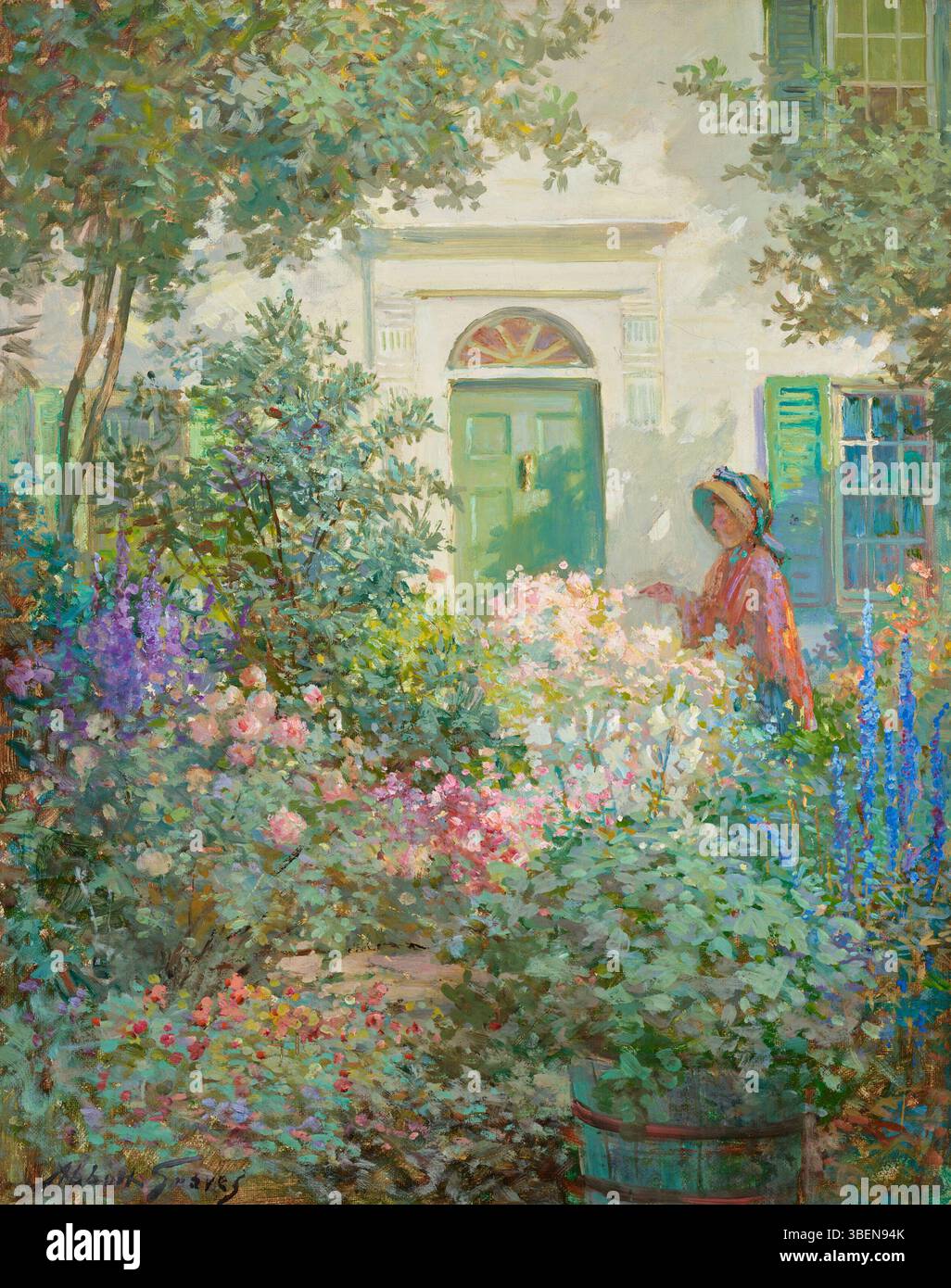 'New England Doorway' by Abbott Fuller Graves (1859–1936) portrays a charming rural scene, with ...