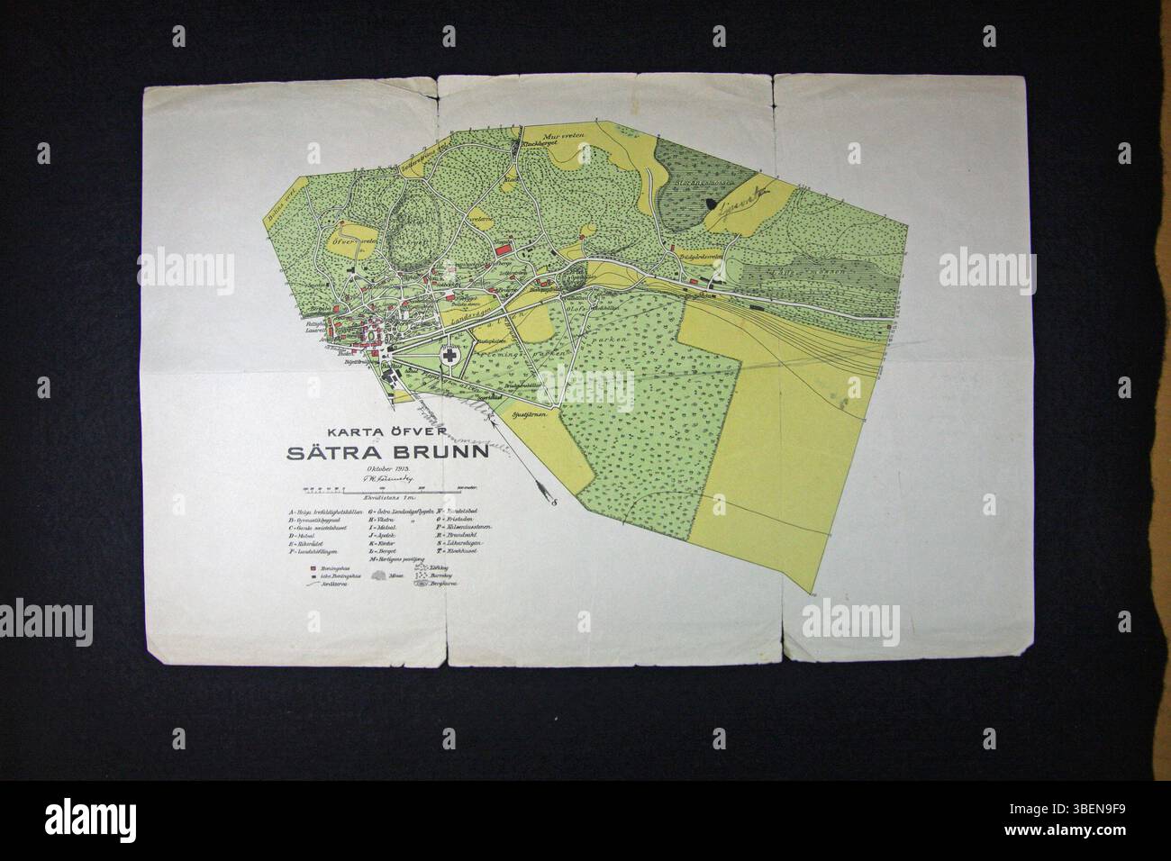 Historical map of Sätra Brunn health resort drawn by Petrus Tersmeden ...