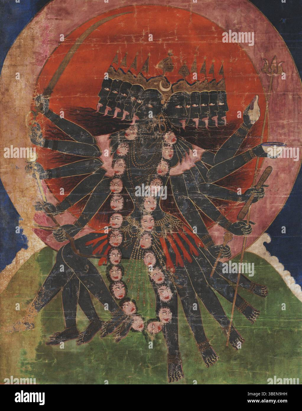 This artwork features the Goddess Mahakali, a Hindu deity associated ...