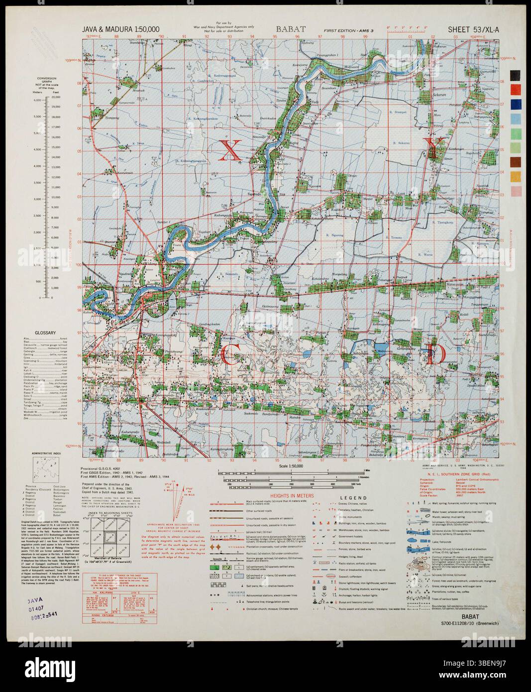 This map, created by the U.S. Defence Mapping Agency, depicts Java and ...