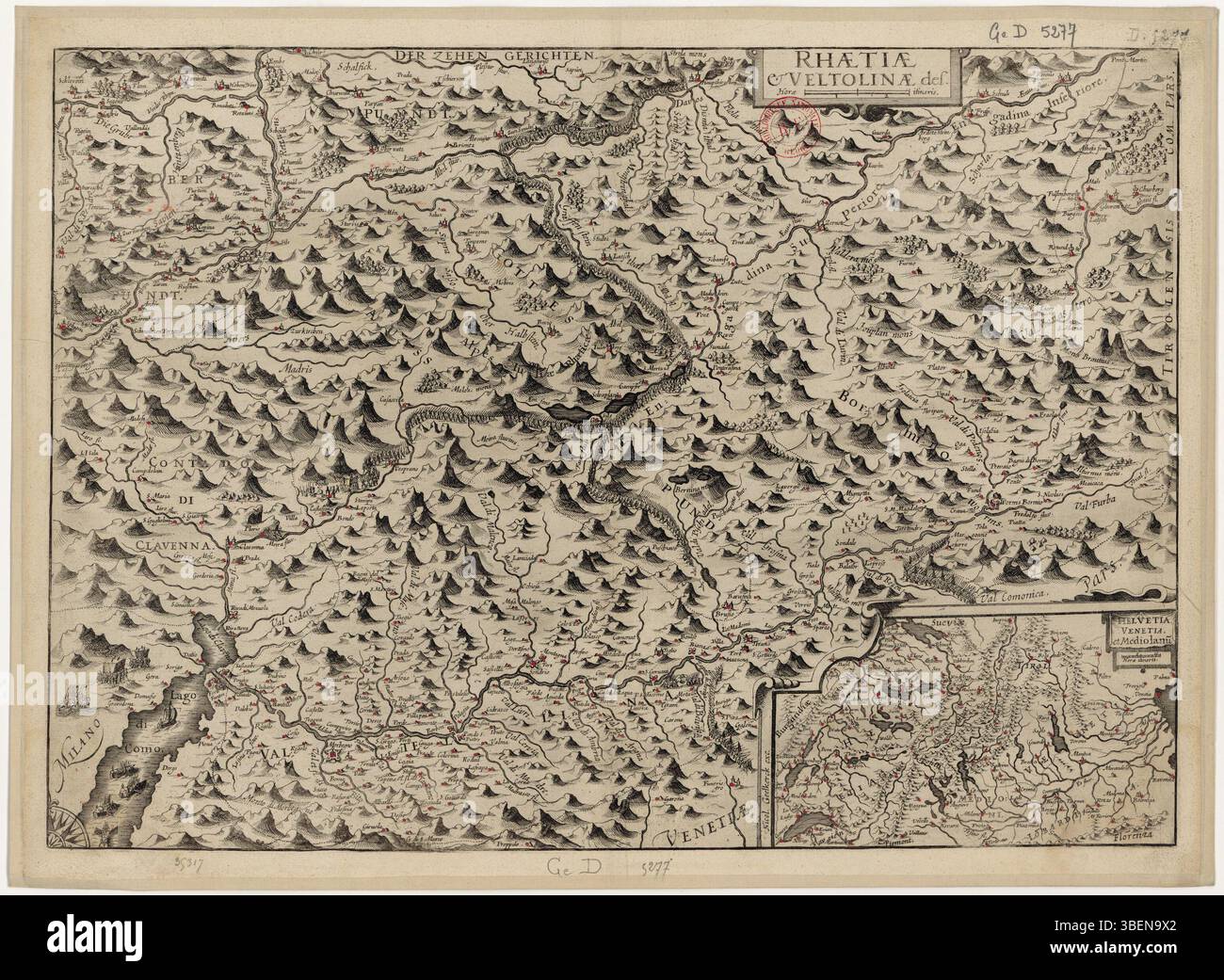 A work by Nicolaas Van Geelkerken, detailing the Rhaetian Alps and ...