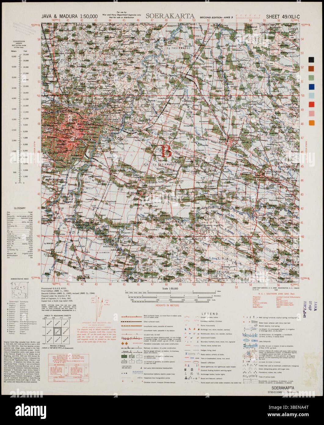 Topographic map of Java and Madura at 1:50,000 scale produced by the US ...