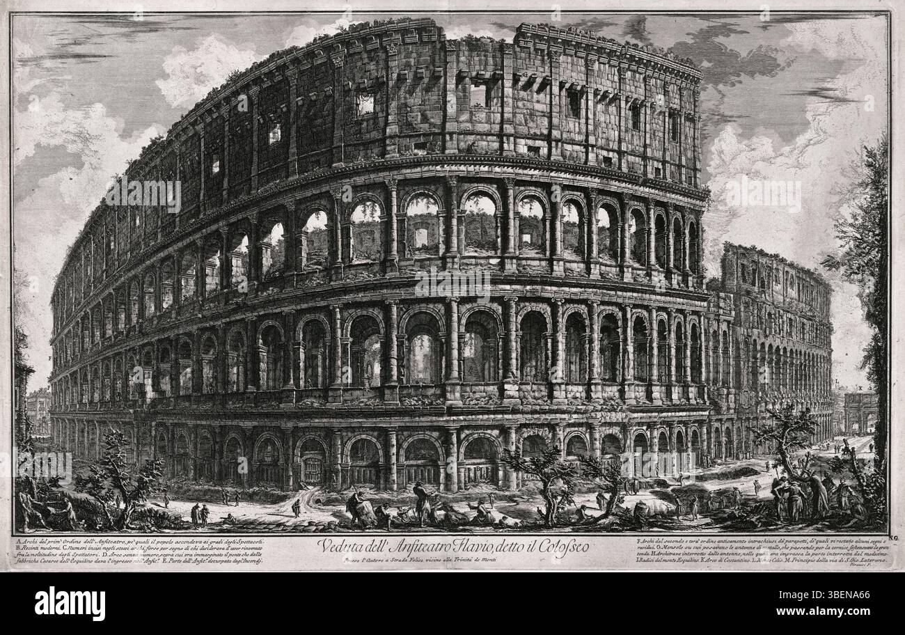 Giovanni Battista Piranesi's engraving of the Colosseum in Rome ...