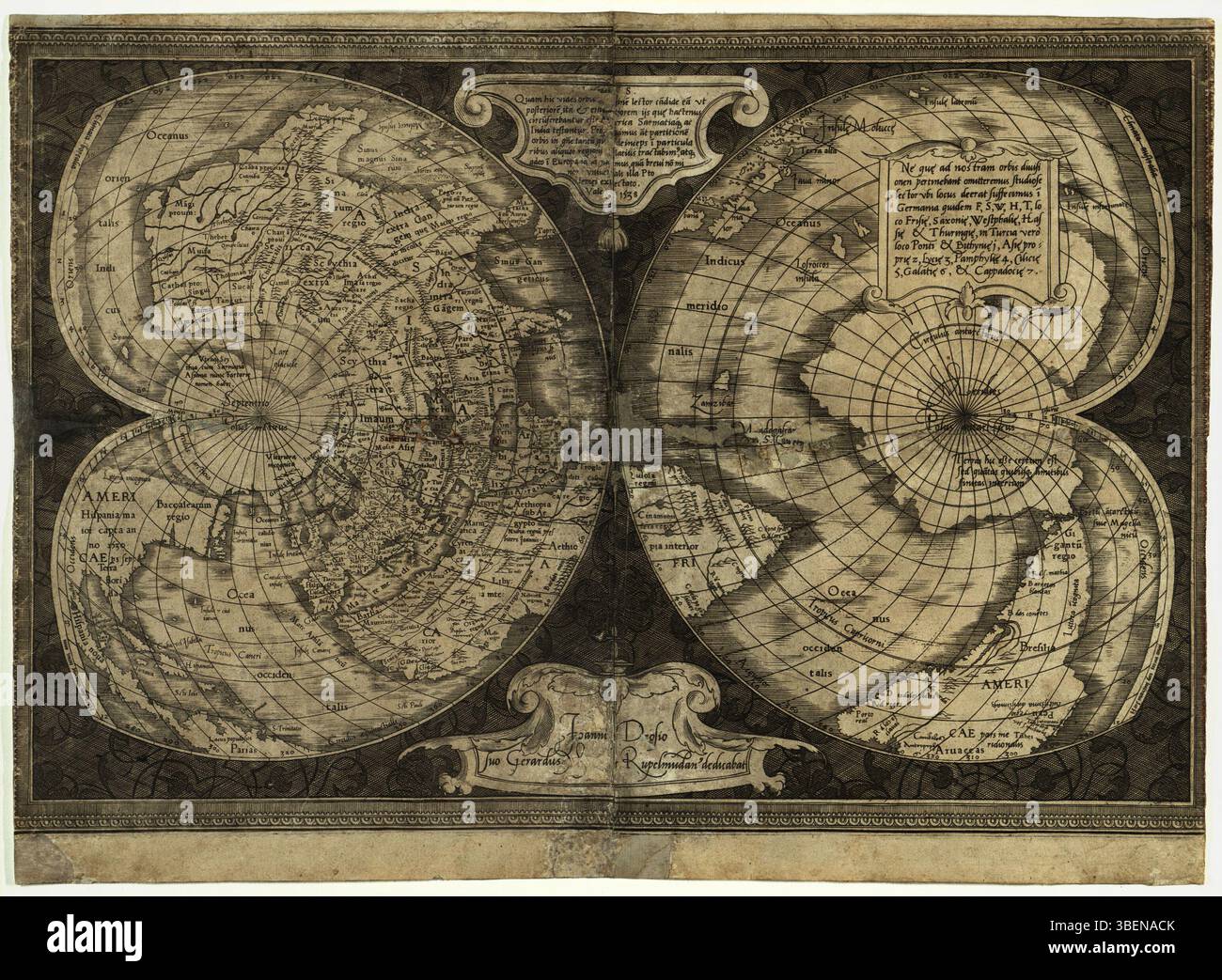 A world map created by Gerhard Mercator in 1538. This map represents ...