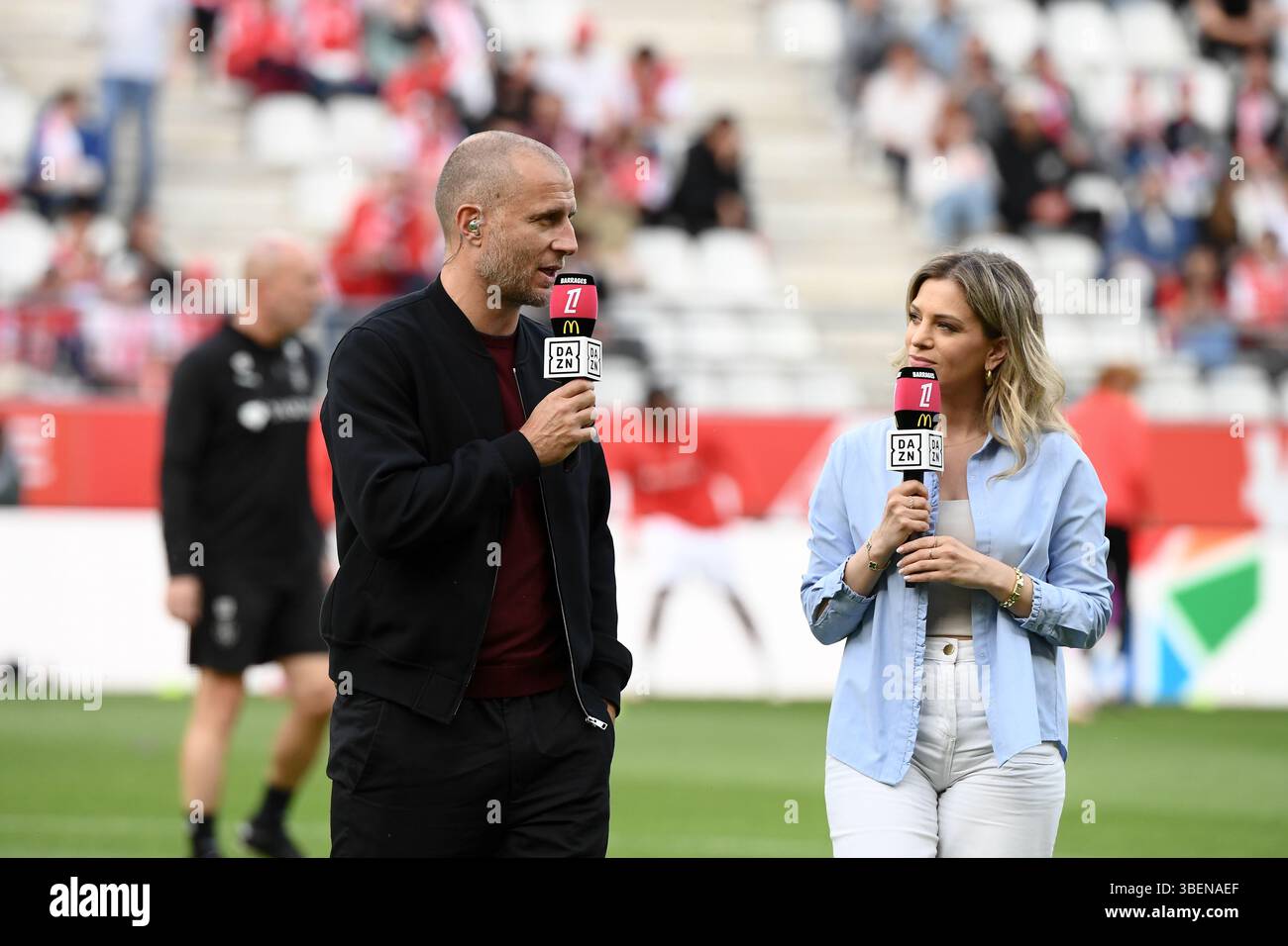 Benoit CHEYROU - Ambre GODILLON (Journaliste DAZN) during the playoffs ...