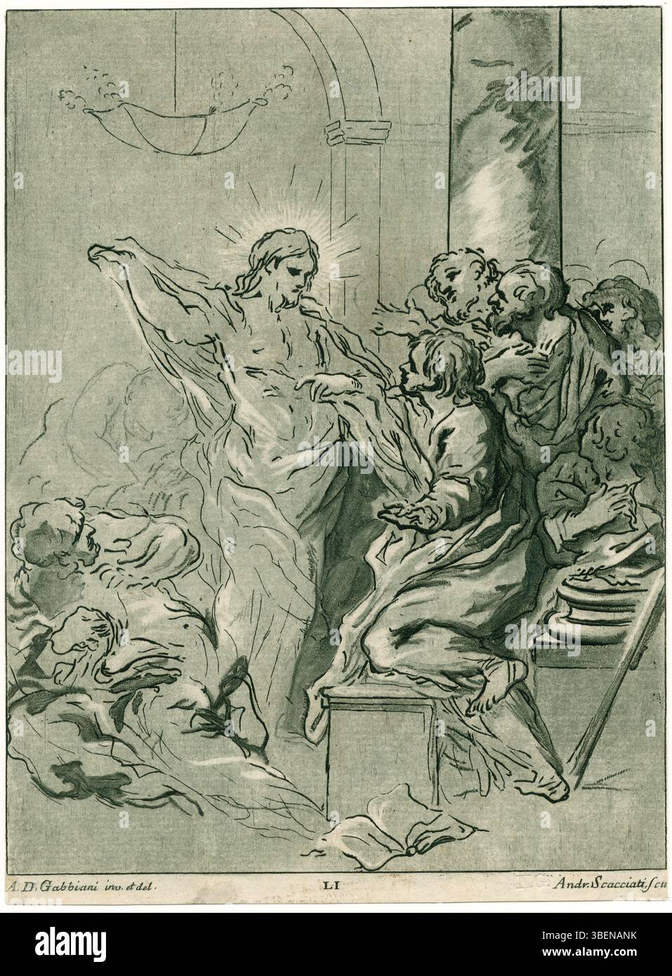 This artwork titled 'Christ Preaching' by Andrea II Scacciati depicts a ...