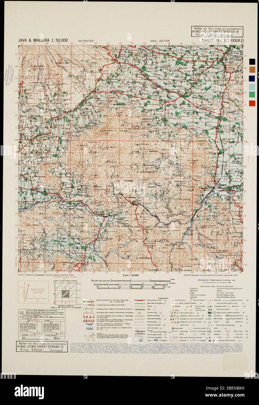 This page of the topographic map of Java and Madura, created by the U.S ...