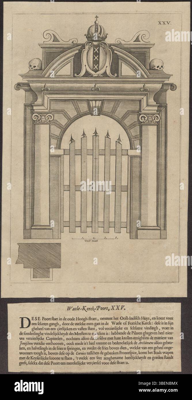 This print, titled *Elevation of the Gate of the Walloon Church* in ...