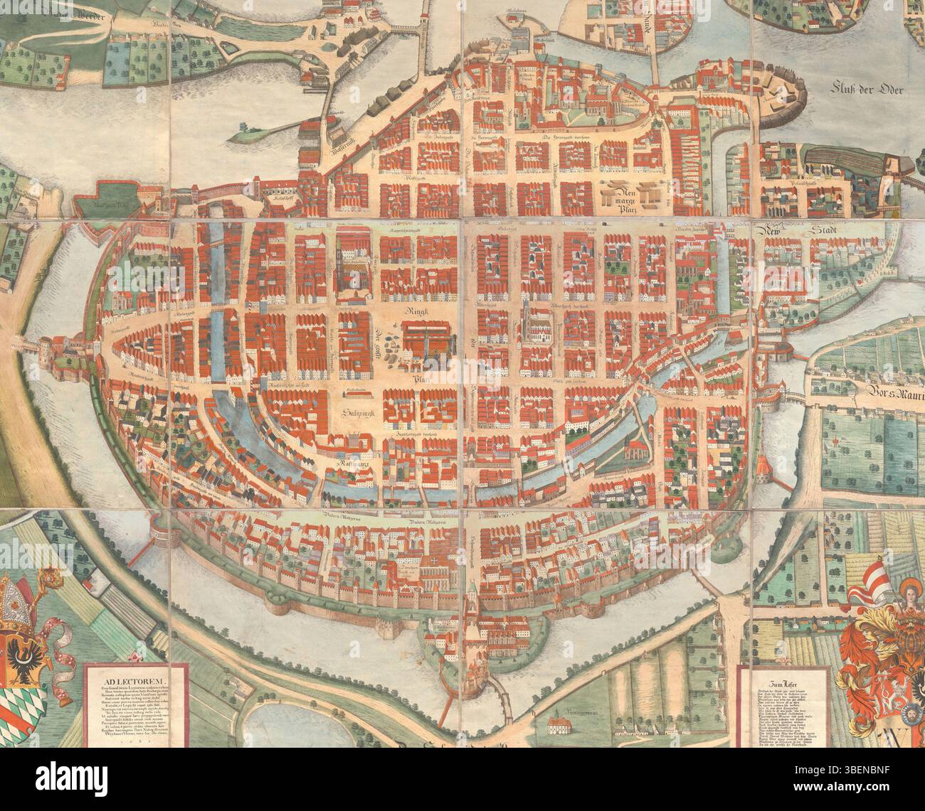 This is an axonometric plan of the city walls of Wroclaw from 1562 ...
