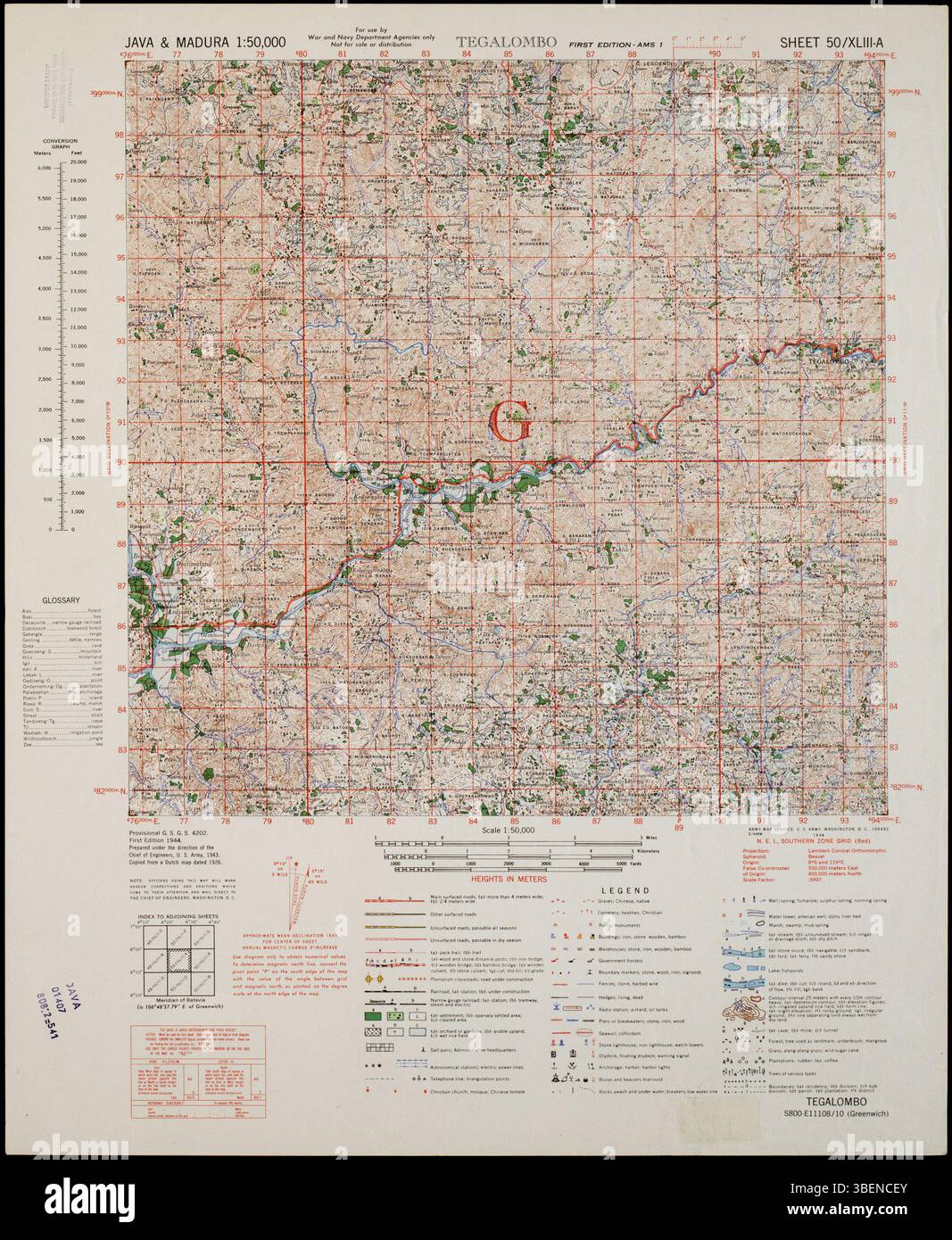 A topographic map of Java & Madura, scale 1:50,000, created by the U.S ...