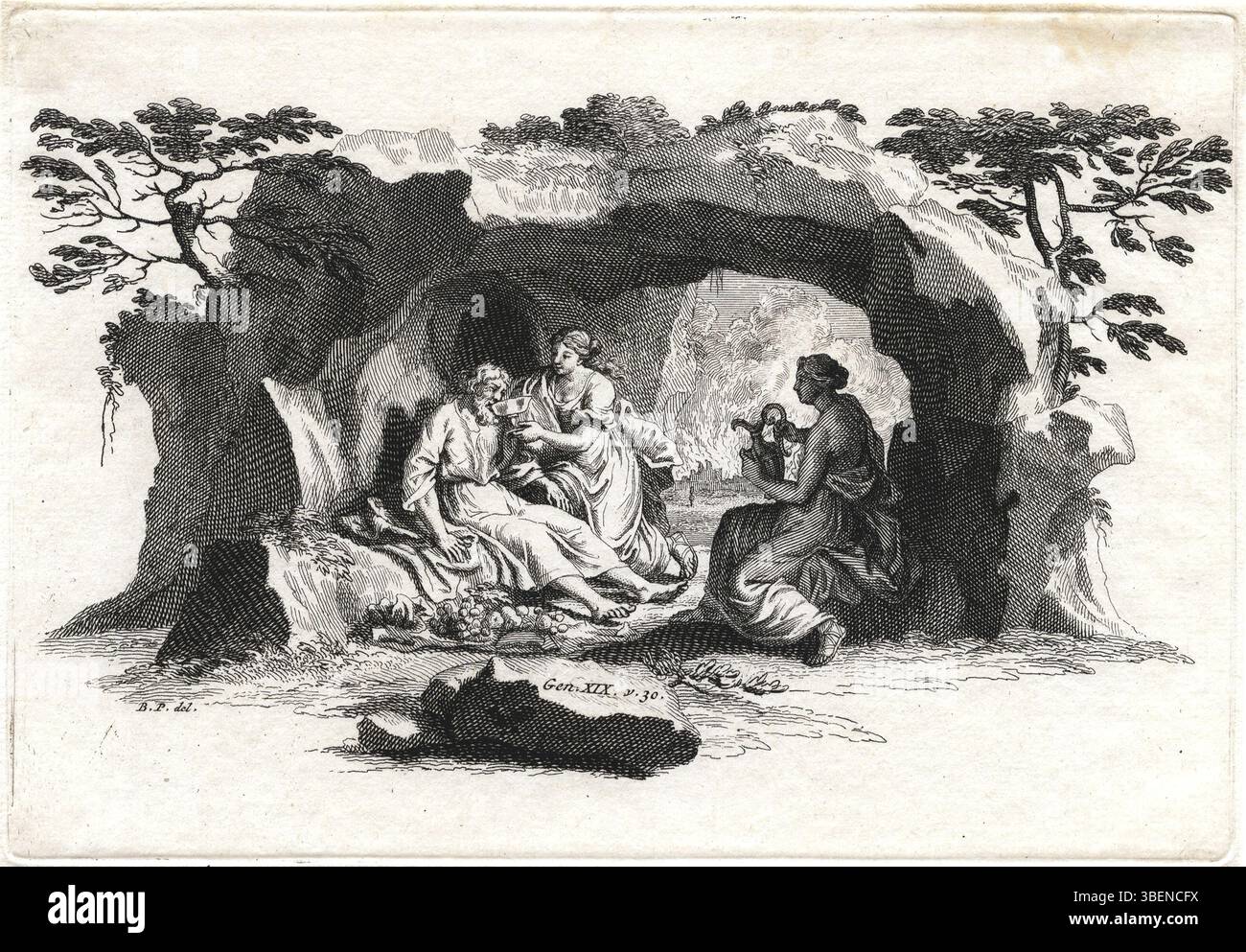 Engraving by Bernard Picart depicting a biblical scene, created around ...