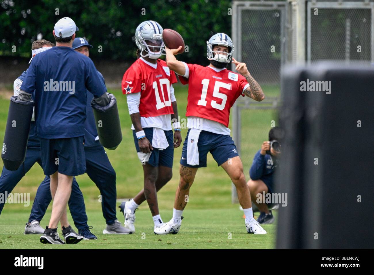 Dallas Cowboys' quarterback Will Grier (15) throws a pass as ...