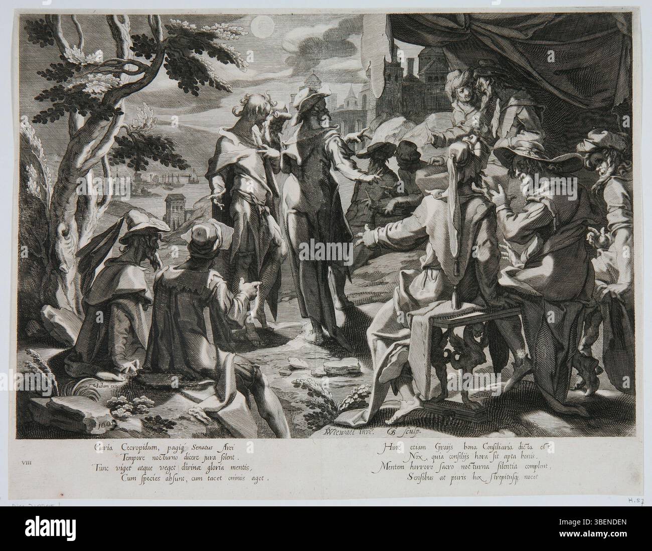 Engraving by Willem van Swanenburg depicting the judges of the ...