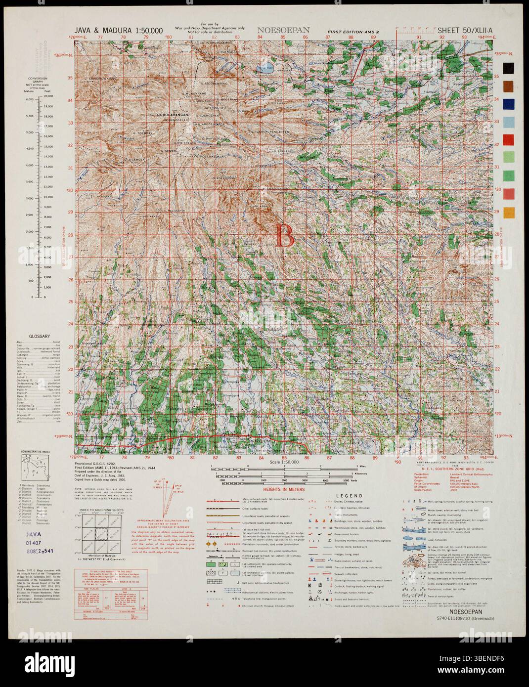 This map, part of the Java & Madura 1:50,000 series, was produced by ...