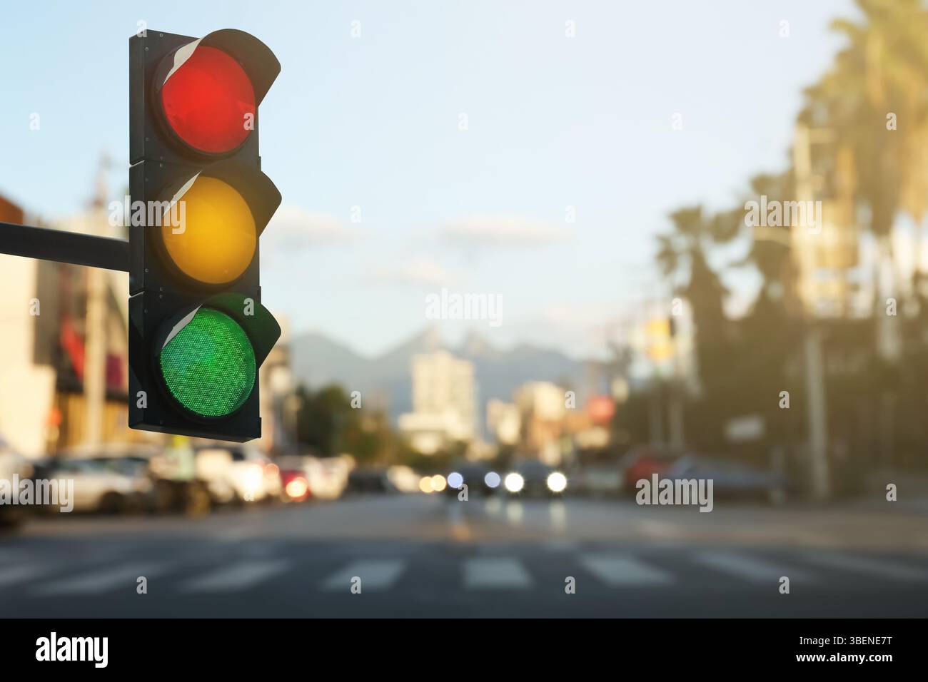 Traffic lights on city road. Signaling device Stock Photo - Alamy