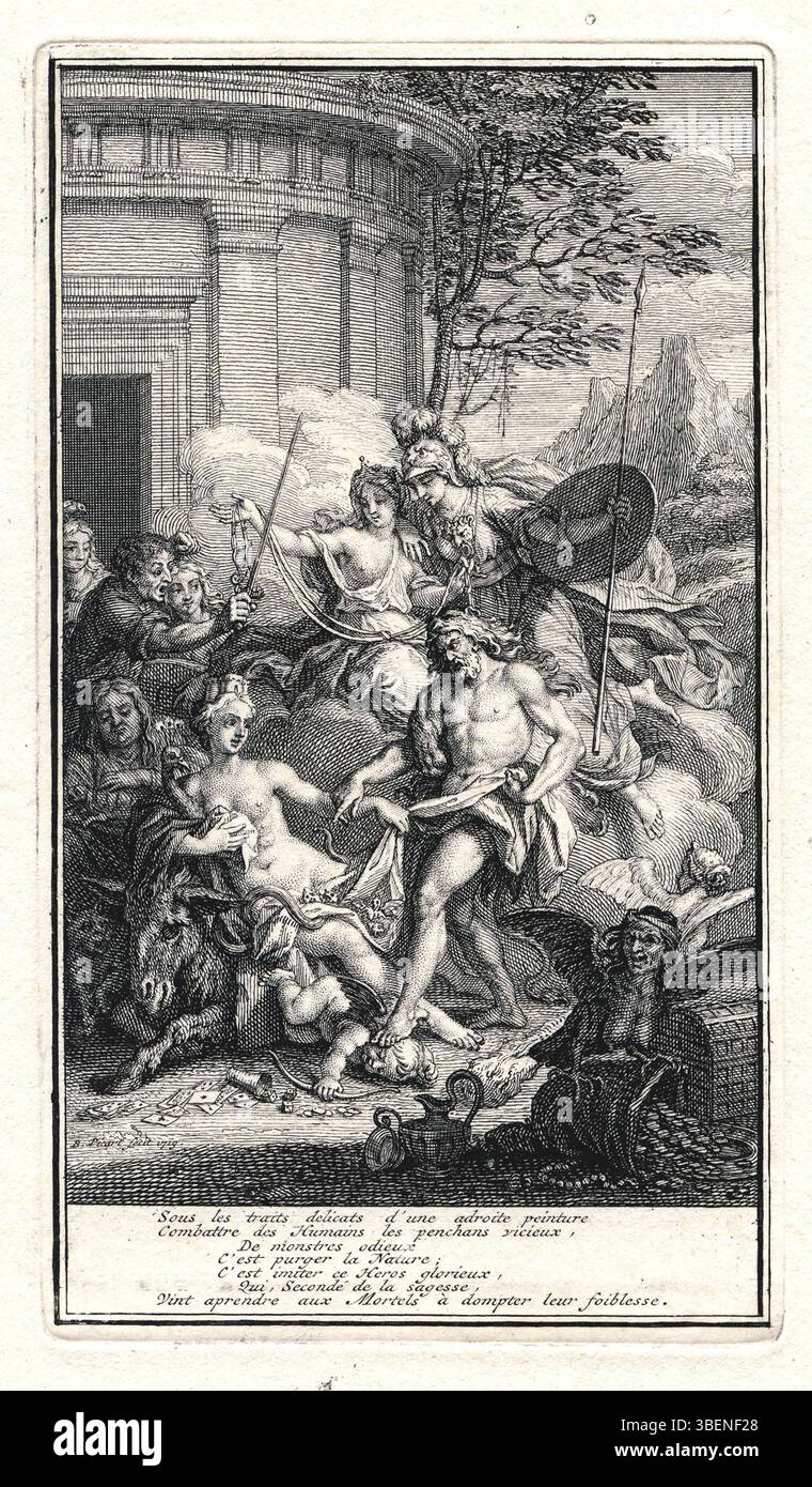 An allegorical artwork by Bernard Picart depicting the temptation of ...