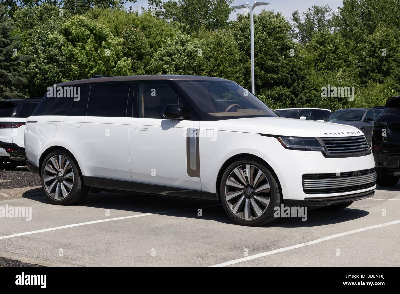 Indianapolis - May 26, 2025: Used Land Rover Range Rover display. With ...
