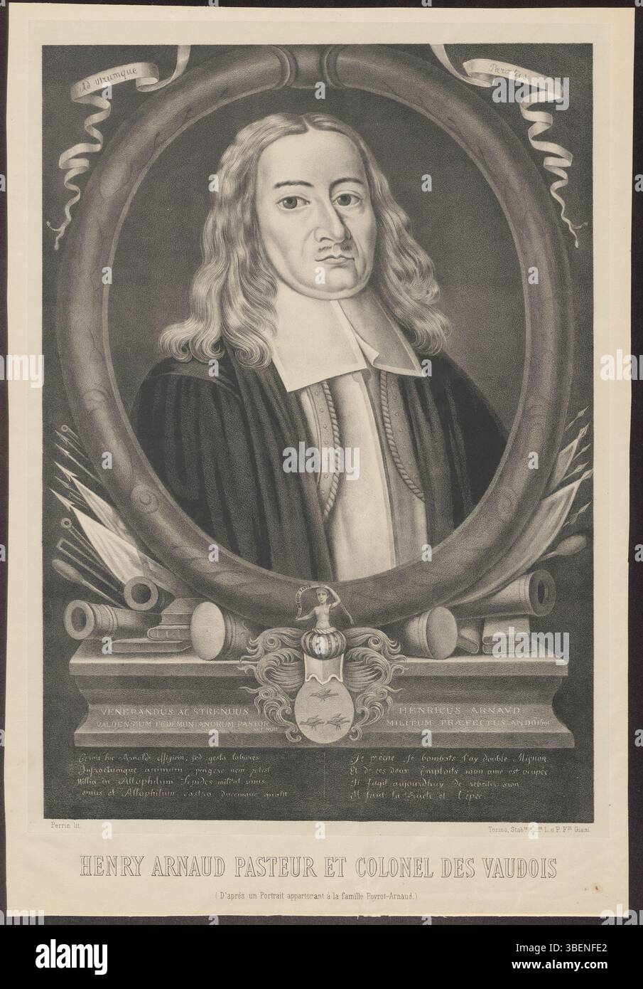Portrait of Henry Arnaud, minister and military leader, engraved by ...