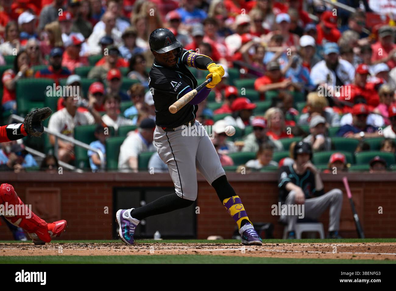 Arizona Diamondbacks' Geraldo Perdomo hit a single in the third inning ...