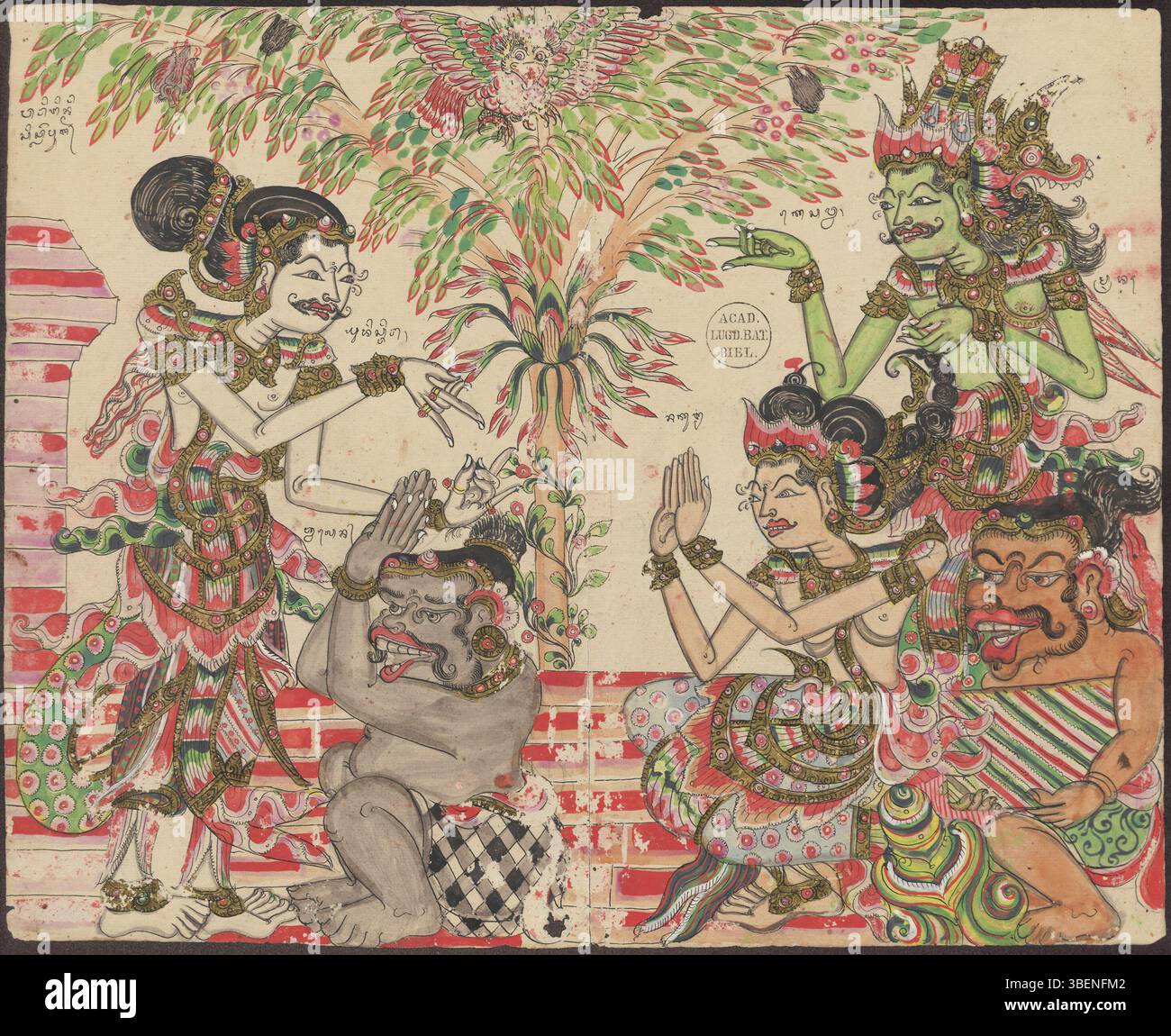 A Balinese drawing illustrating Nakula, a key figure from the ...