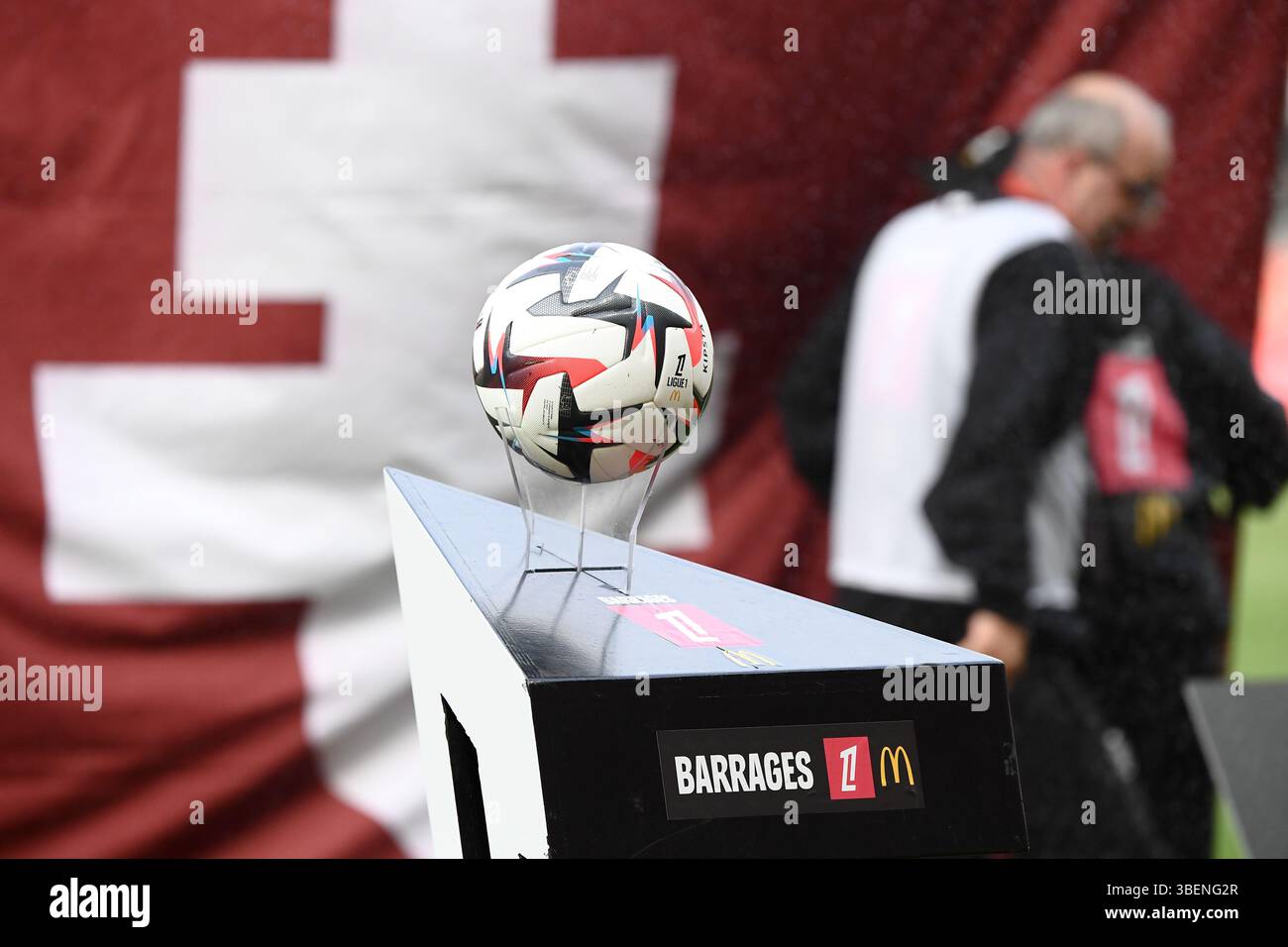 Illustration during the playoffs match between Reims and Metz at Stade ...
