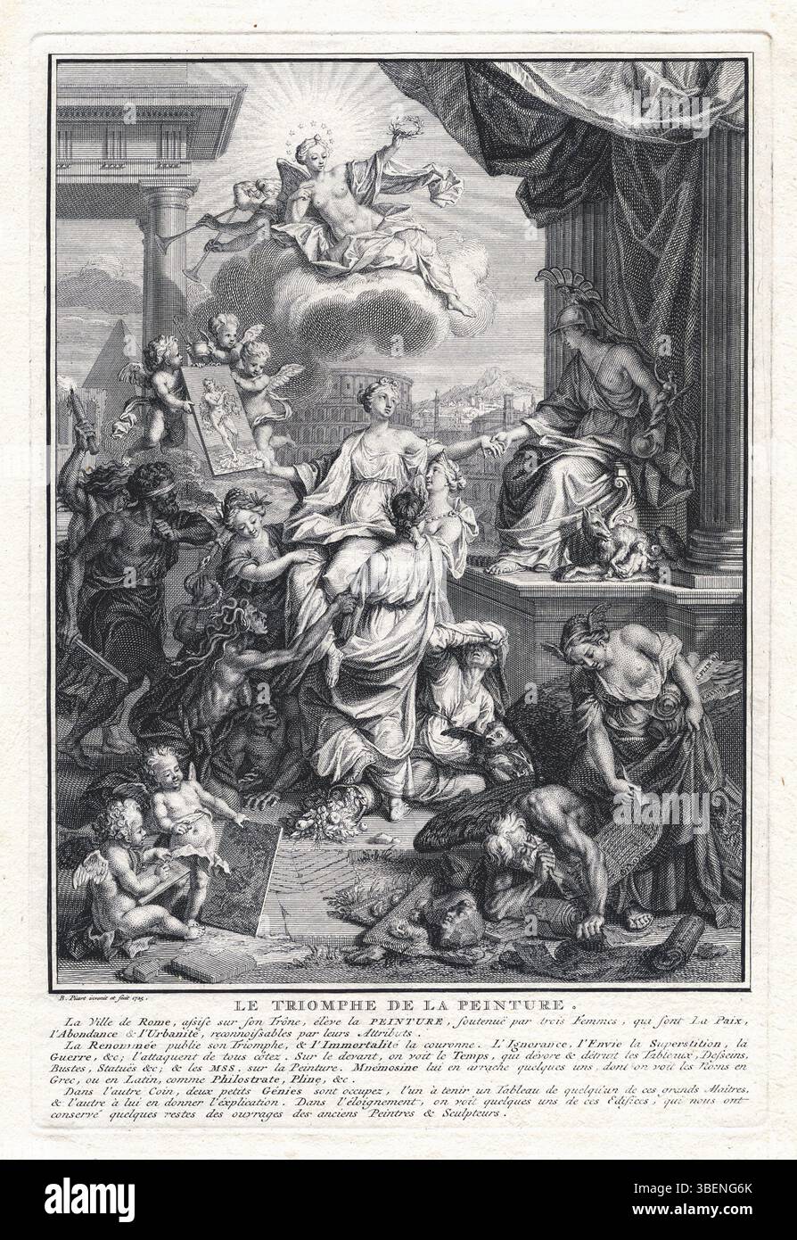 Bernard Picart's engraving, 'The Triumph of Pictura', celebrates the ...