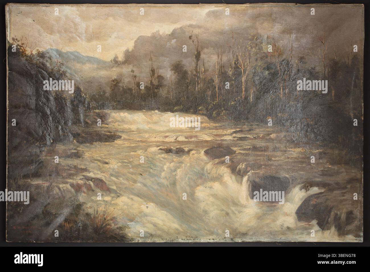 Edward William Payton's 19th-century oil painting 'Aratiatia Rapids ...