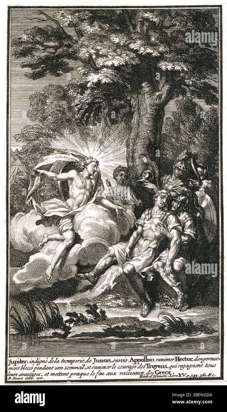 This engraving by Bernard Picart portrays Apollo descending from a ...