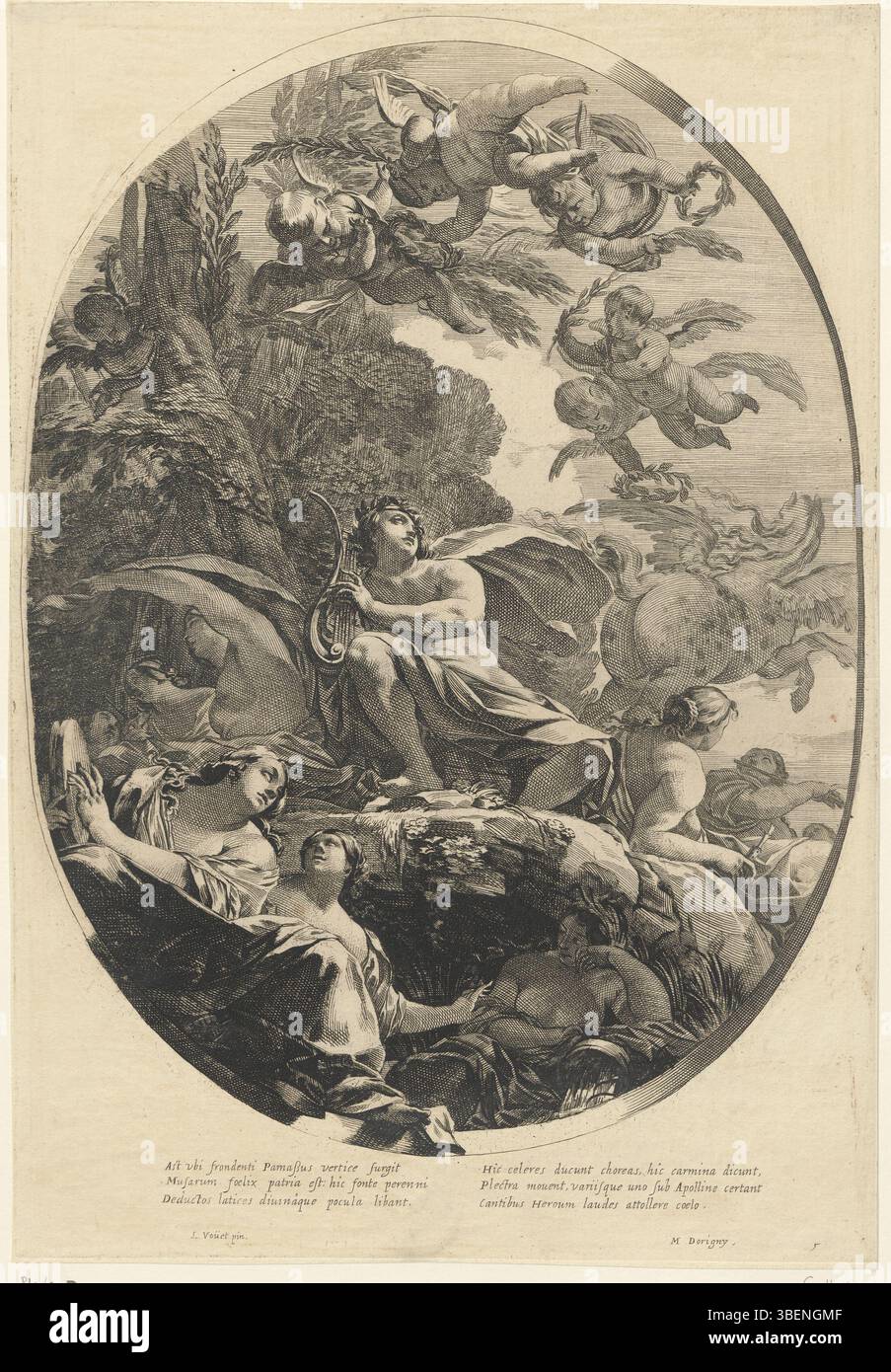 This artwork features Apollo playing his lyre, surrounded by the ...