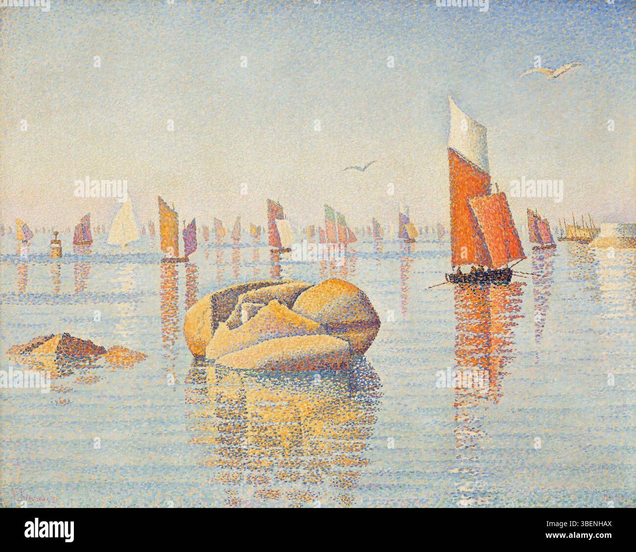 Paul Signac's 'Concarneau, calme du matin' from 1891 depicts a serene ...