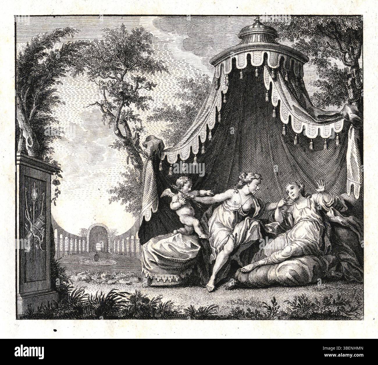 This image shows a young woman with Venus and Cupid, two figures from ...