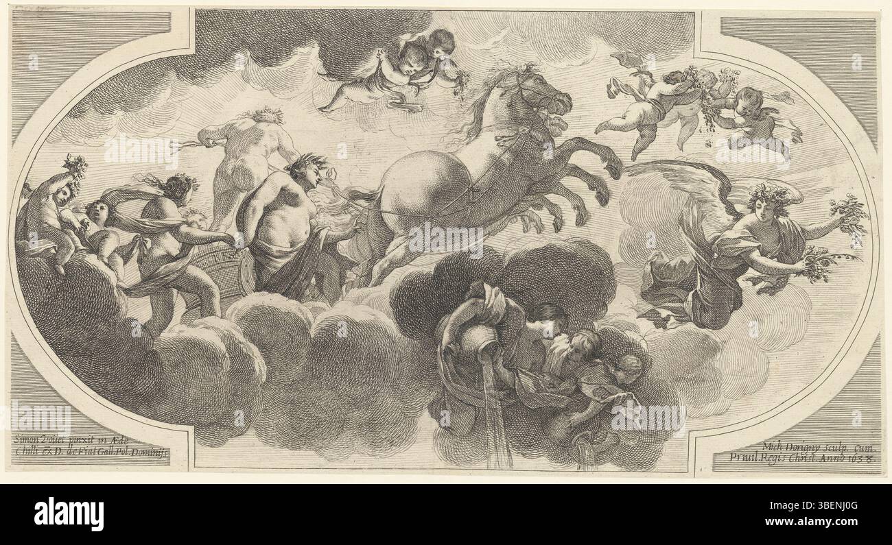 This artwork by Michel Dorigny depicts the Greek god Apollo in a ...