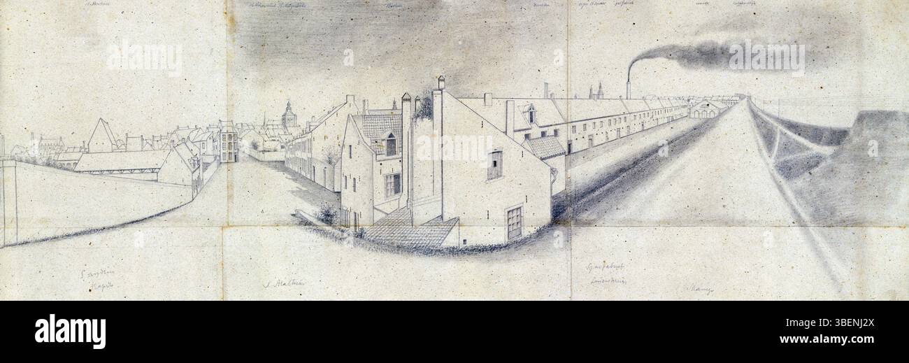 This circa 1860 pencil drawing by Jan Brabant depicts the street ...
