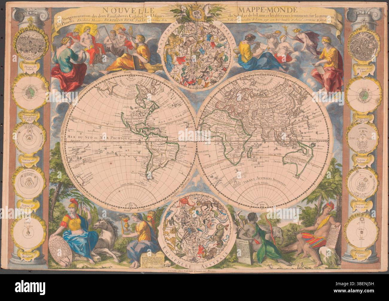 A world map from 1750, *Nouvelle Mappe-Monde* by Caspar Bailleul der ...