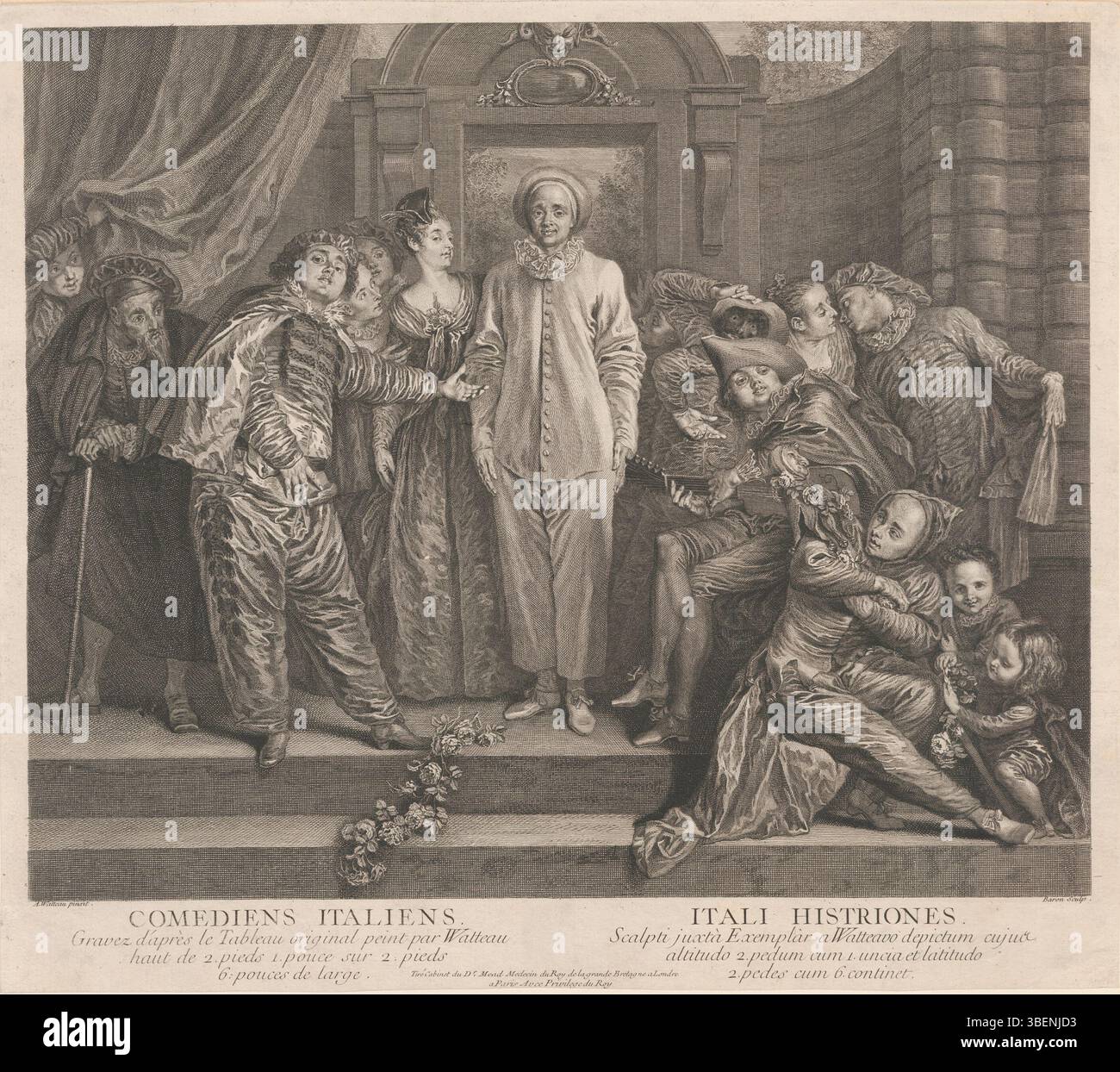 A painting by Bernard Baron, featuring Italian actors from the Commedia ...