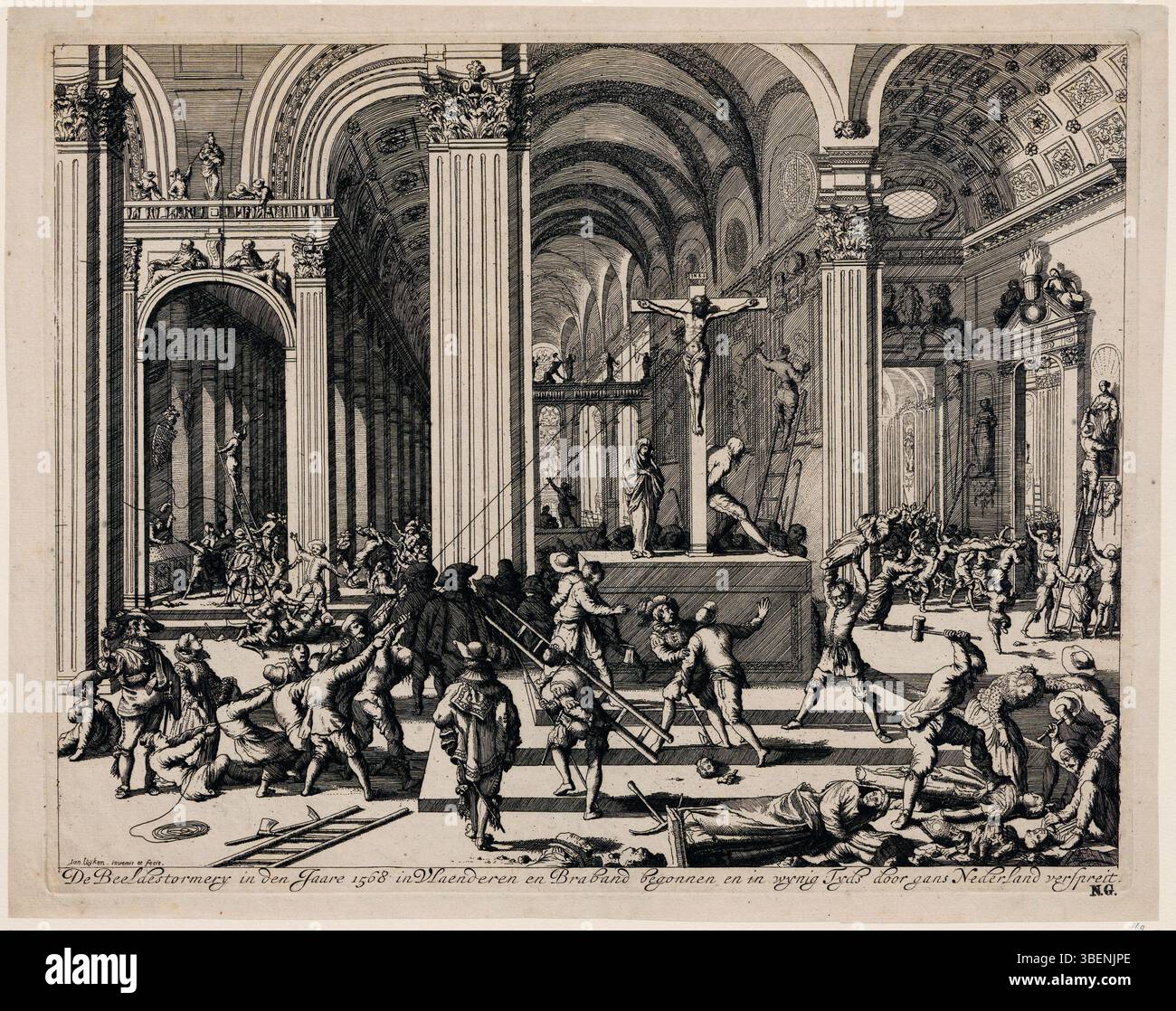 This engraving by Jan Luyken depicts the Beeldenstorm, the iconoclastic ...