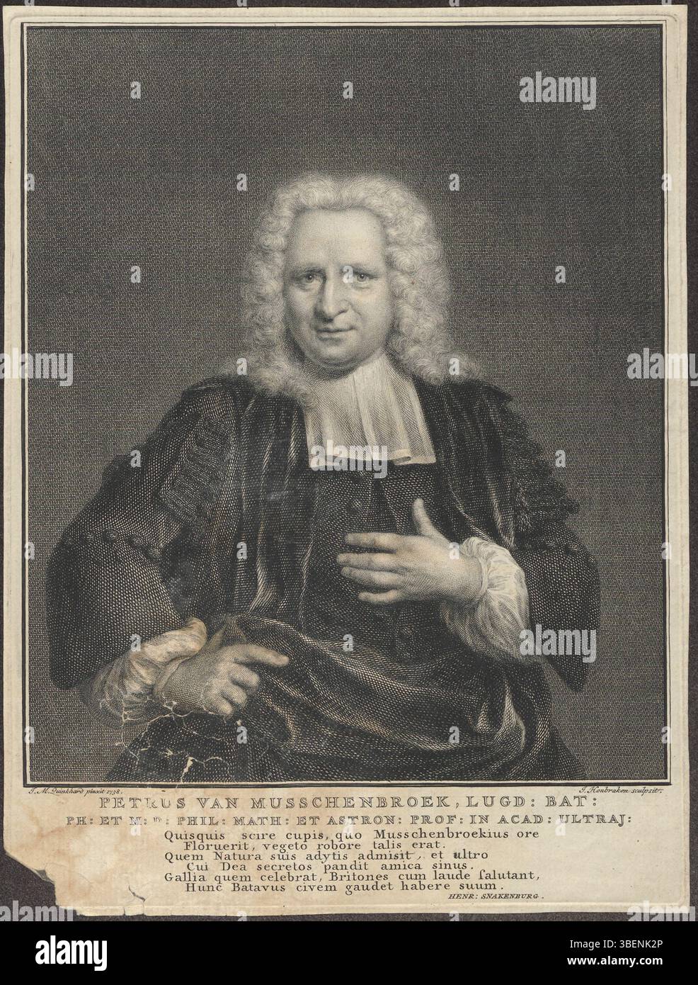 Engraved portrait of Petrus van den Musschenbroek, professor of ...