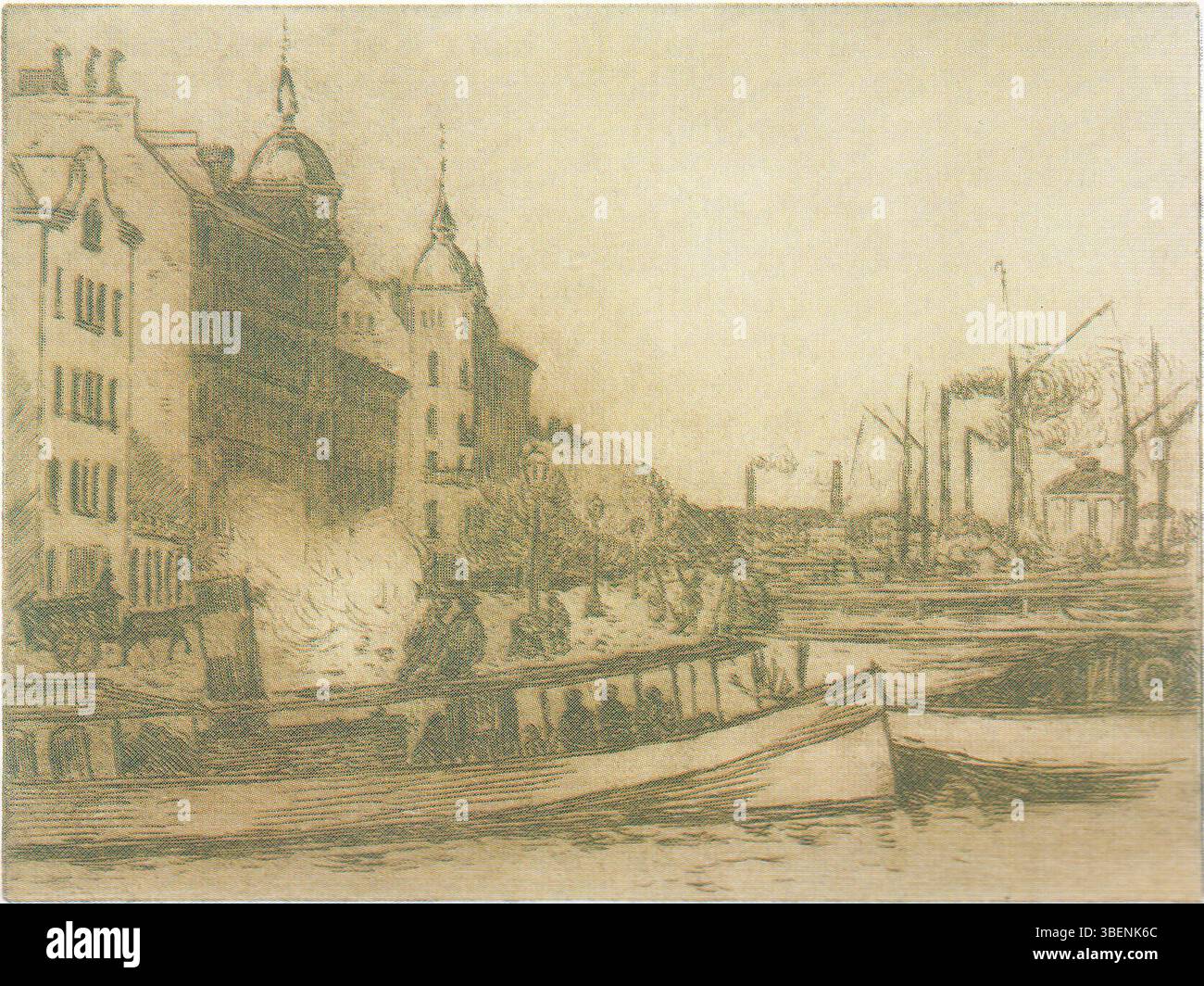 This etching, ‘Northern Harbour’ by Alfred William Finch, created circa ...