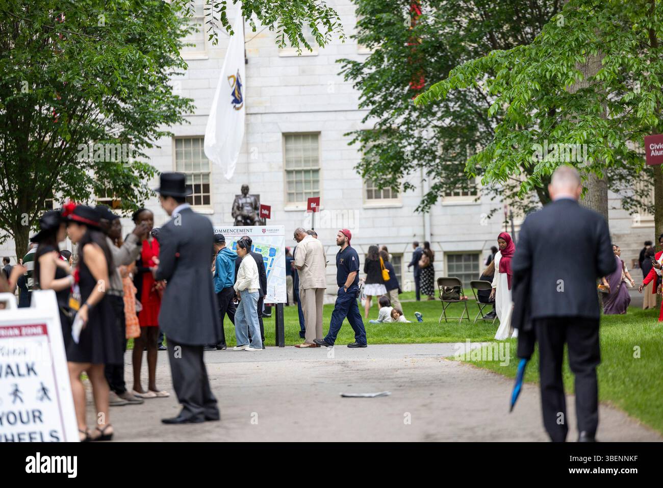 Cambridge, USA. 29th May, 2025. Crowds on Harvard Yard during Harvard ...