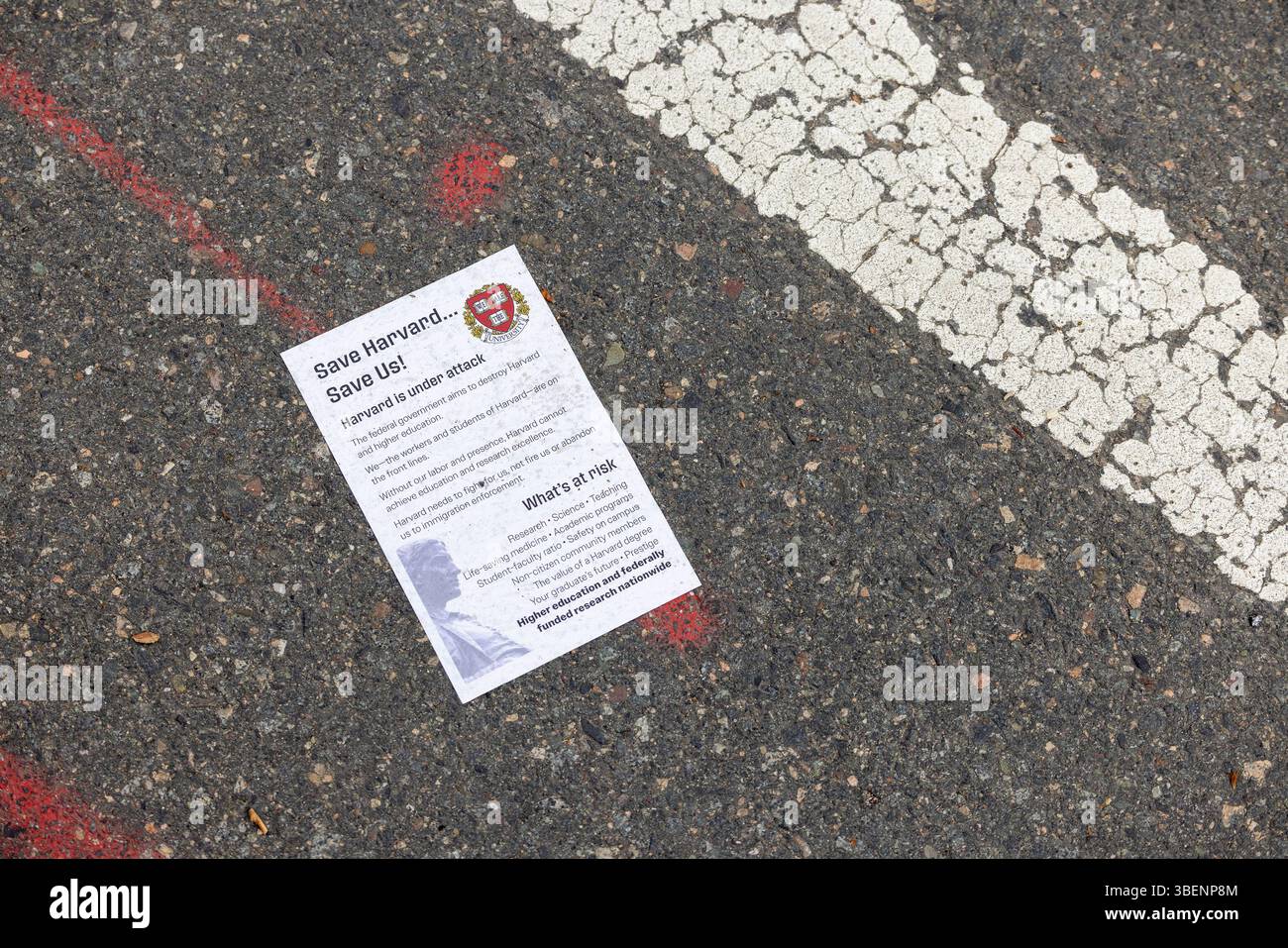 Cambridge, USA. 29th May, 2025. A pamphlet backing Harvard University ...