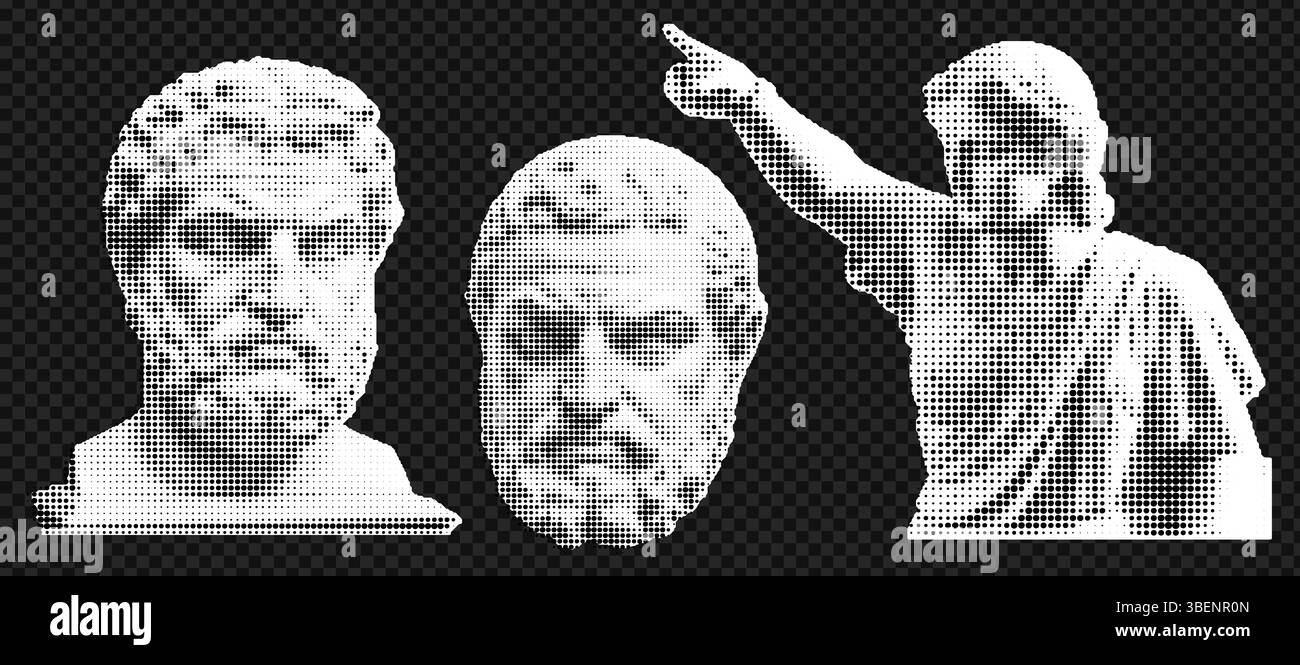 Classical sculpture halftone collage for art and design projects Stock ...
