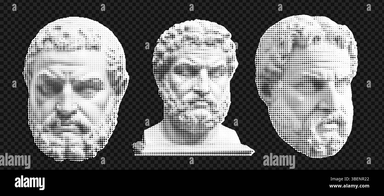 Ancient greek philosophers busts collage with halftone pop art style ...