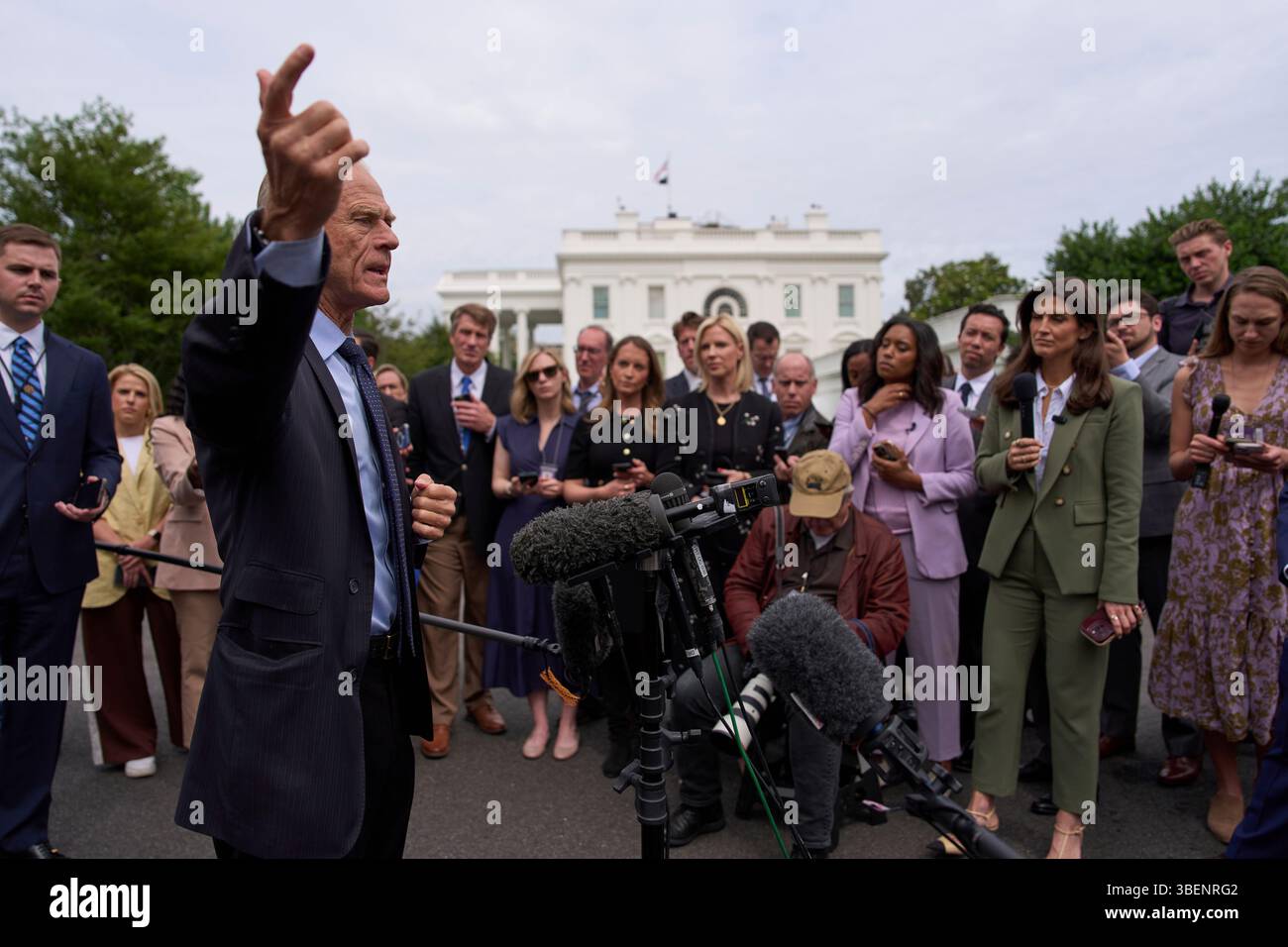 White House trade counselor Peter Navarro speaks with reporters at the ...
