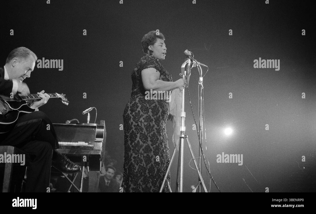 Ella Fitzgeralnd performing on stage at Amsterdam Concertgebouw in 19th ...