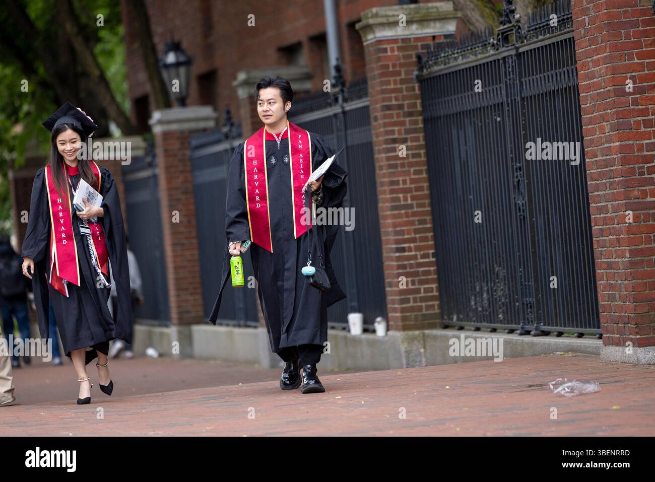 Cambridge, USA. 29th May, 2025. Recent graduates surround campus after ...