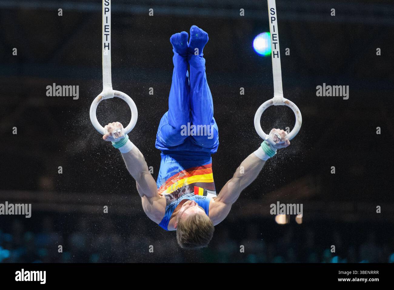 Nicola Cuyle (BEL) competes on still rings during the 2025 Artistic ...
