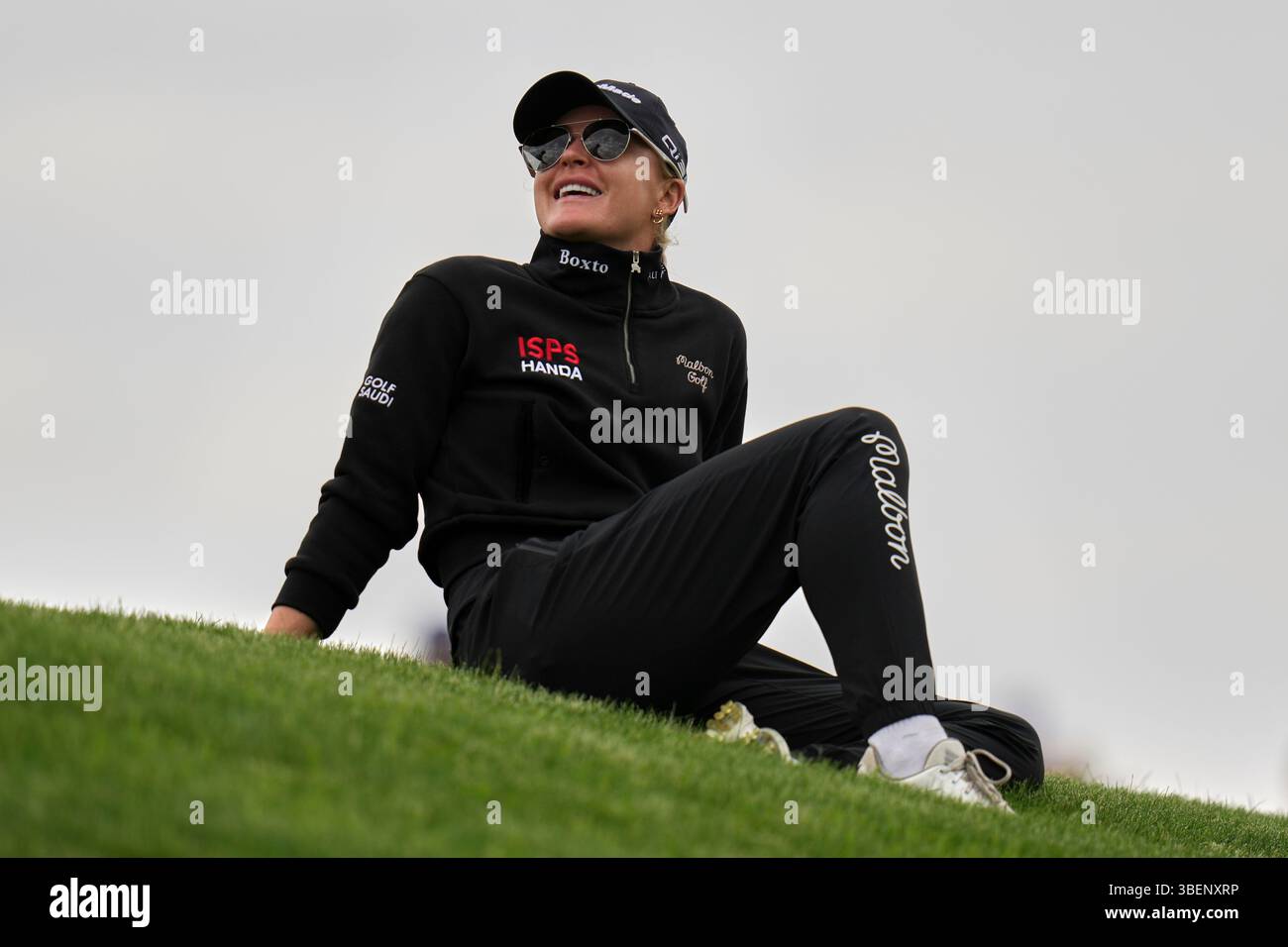 Charley Hull, of England, waits to tee off on the sixth hole during the ...