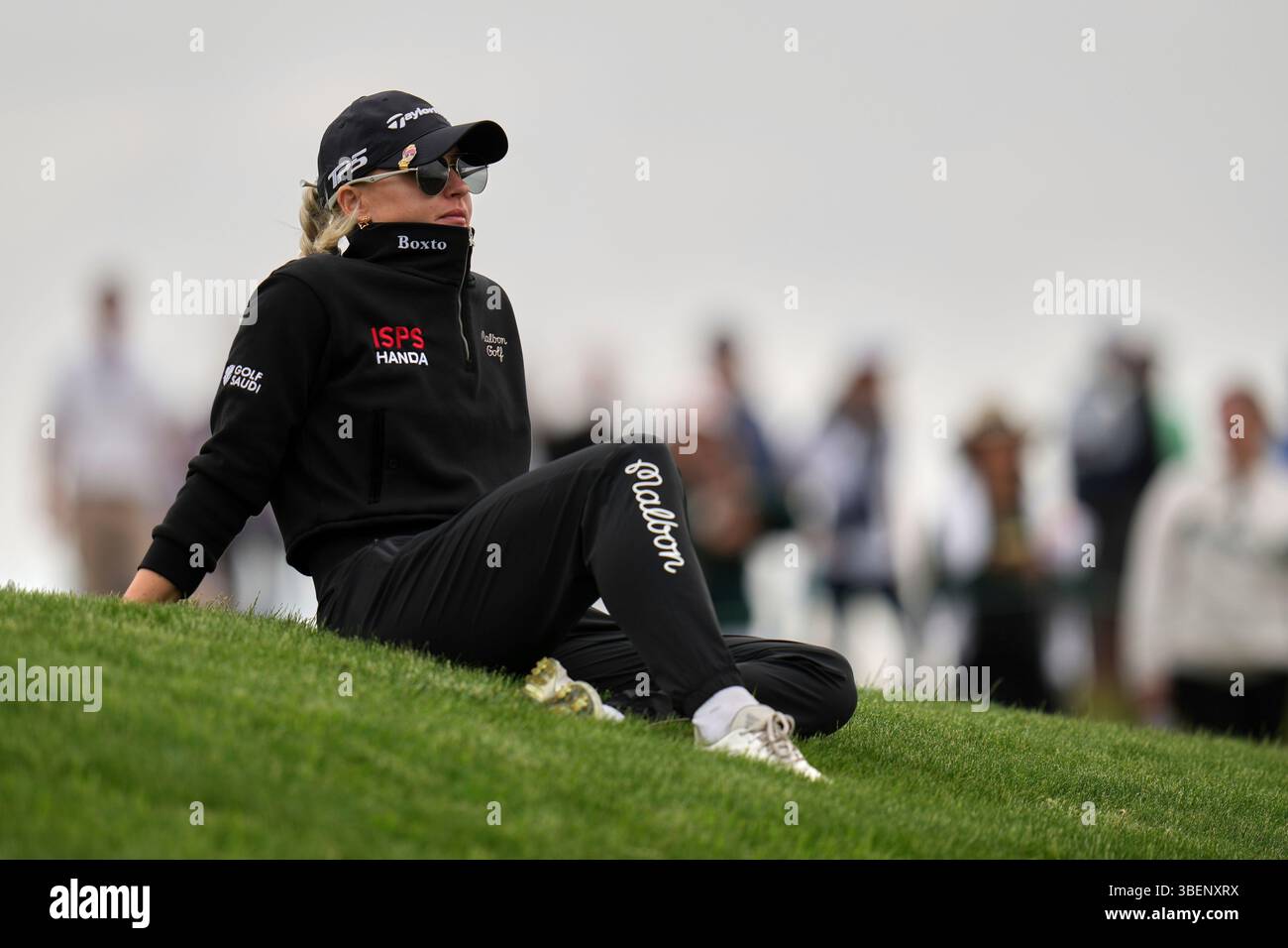 Charley Hull, of England, waits to tee off on the sixth hole during the ...